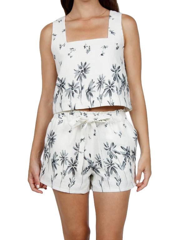 LEISURE LAB LEISURE LAB Amalfi Floral Linen Shorts